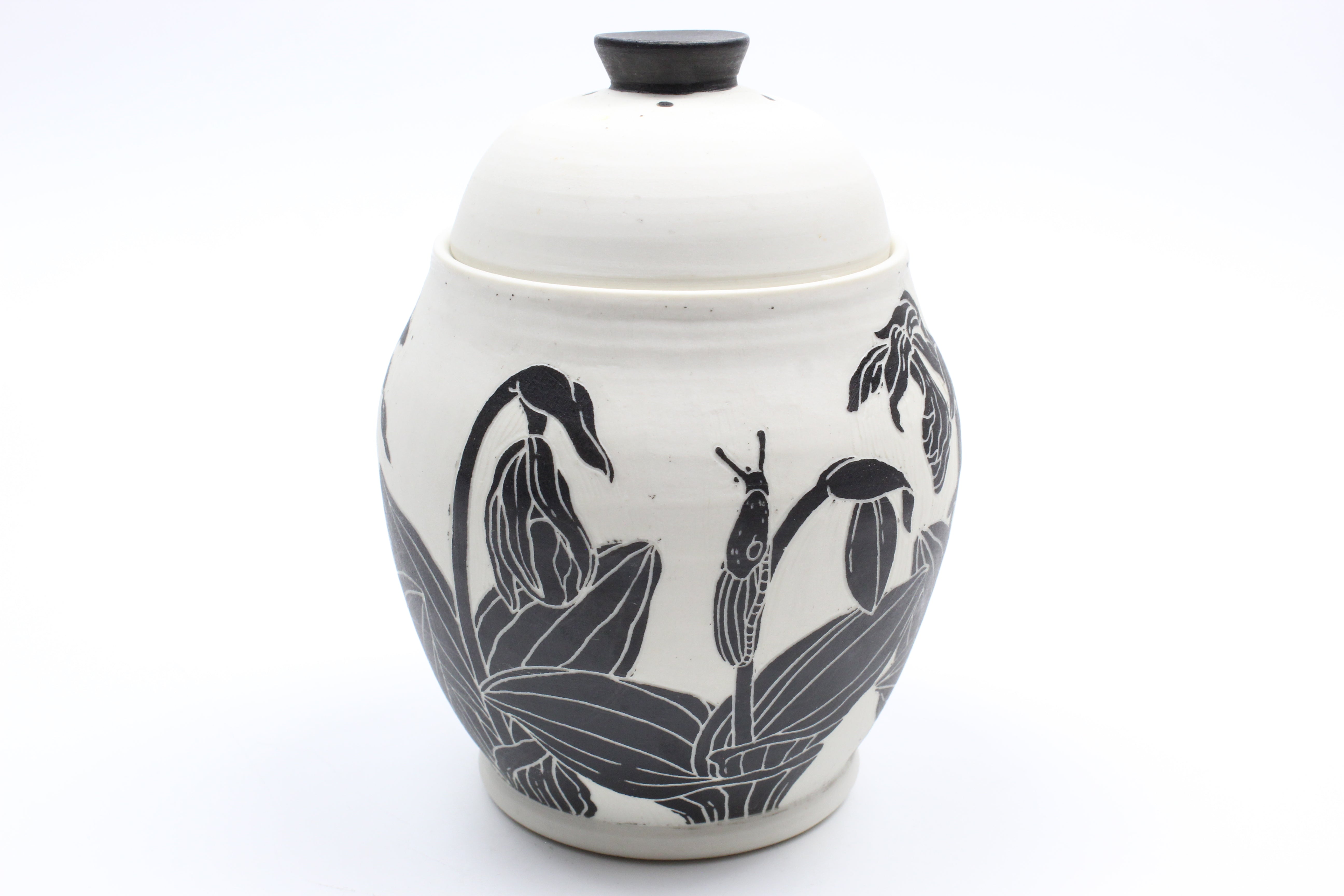 Pink lady slipper ginger jar – grumpydwarfpottery